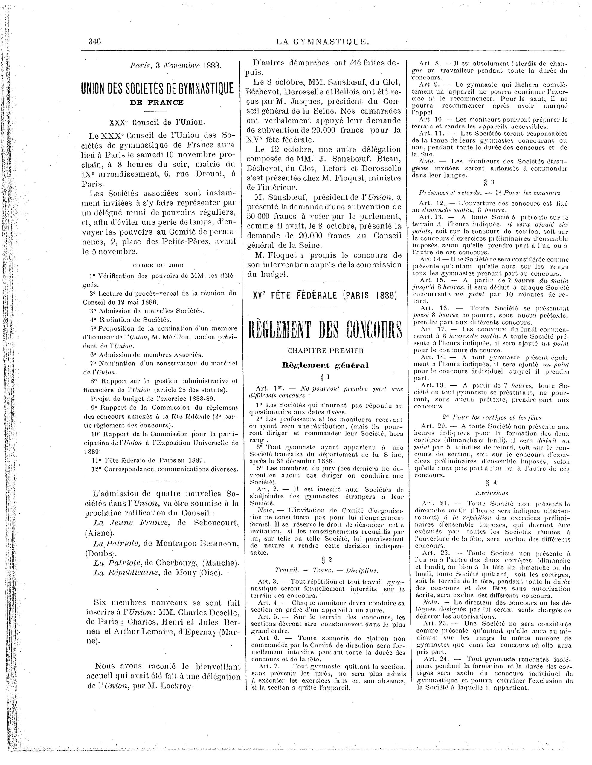 1889: Czech Gymnasts at the Fête Fédérale Française de Gymnastique ...