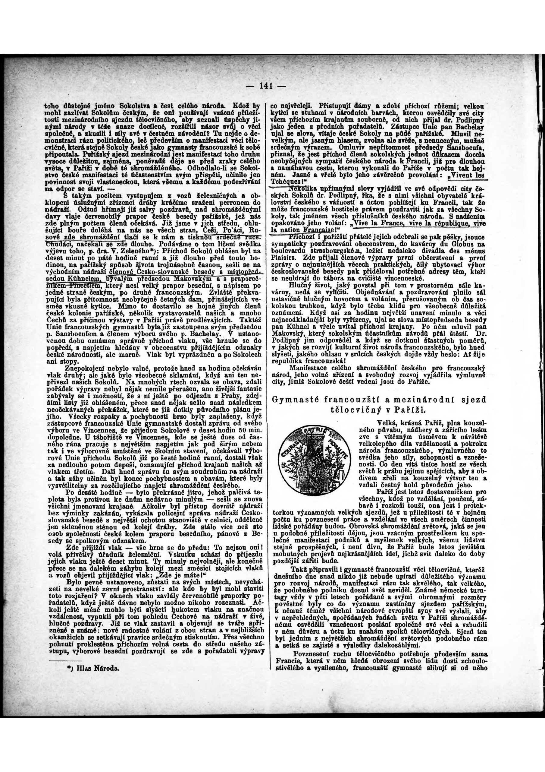 1889: Czech Gymnasts at the Fête Fédérale Française de Gymnastique ...