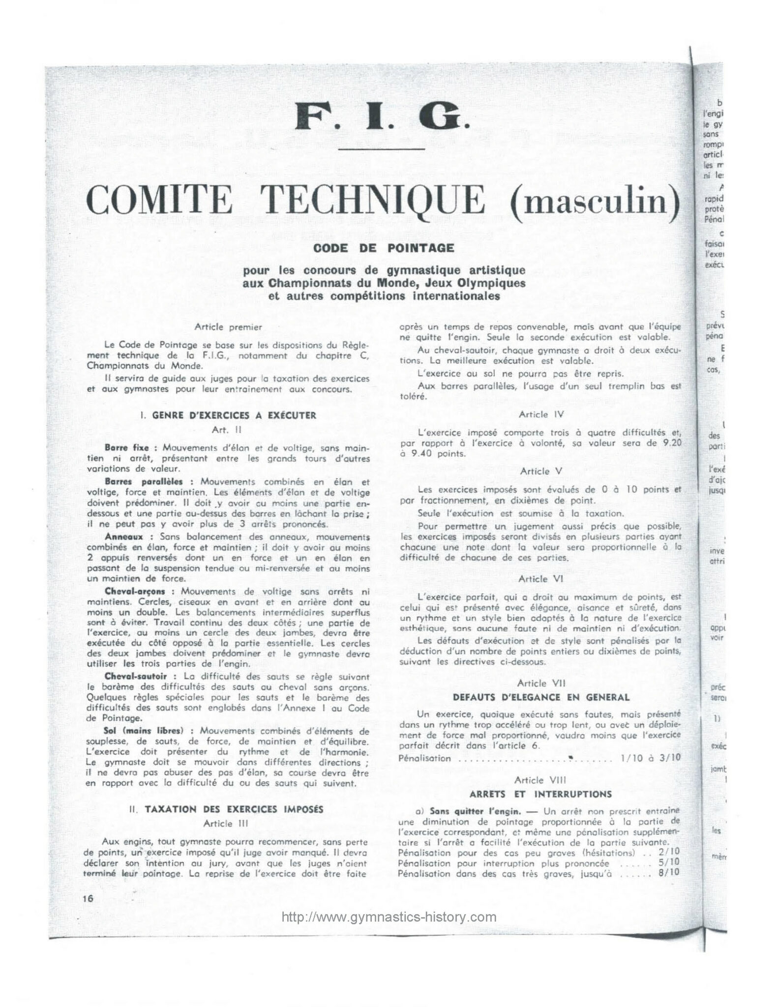 1958: The Men’s Code of Points – Gymnastics History